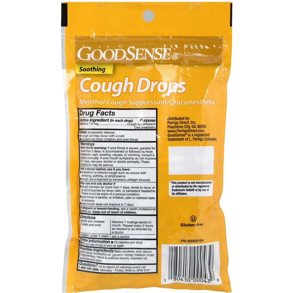 GoodSense® Cough Drops, Oral Anesthetic, Honey Lemon Flavor, 30/ea