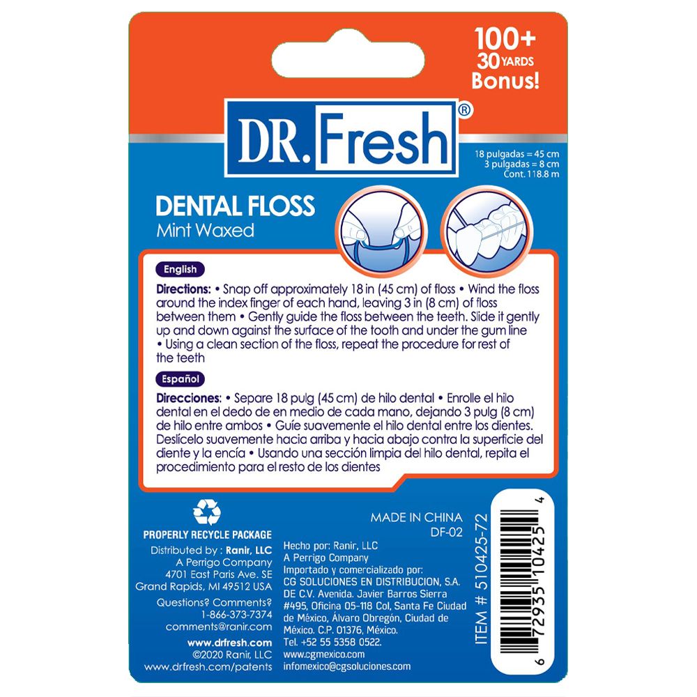 DR. Fresh® Dental Floss Mint Waxed 130 Yards